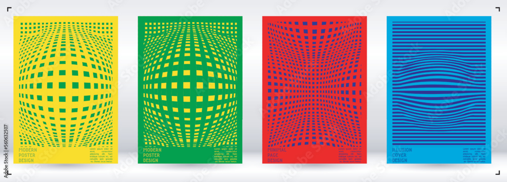 Geometrical Poster Design with Optical Illusion Effect. Modern ...