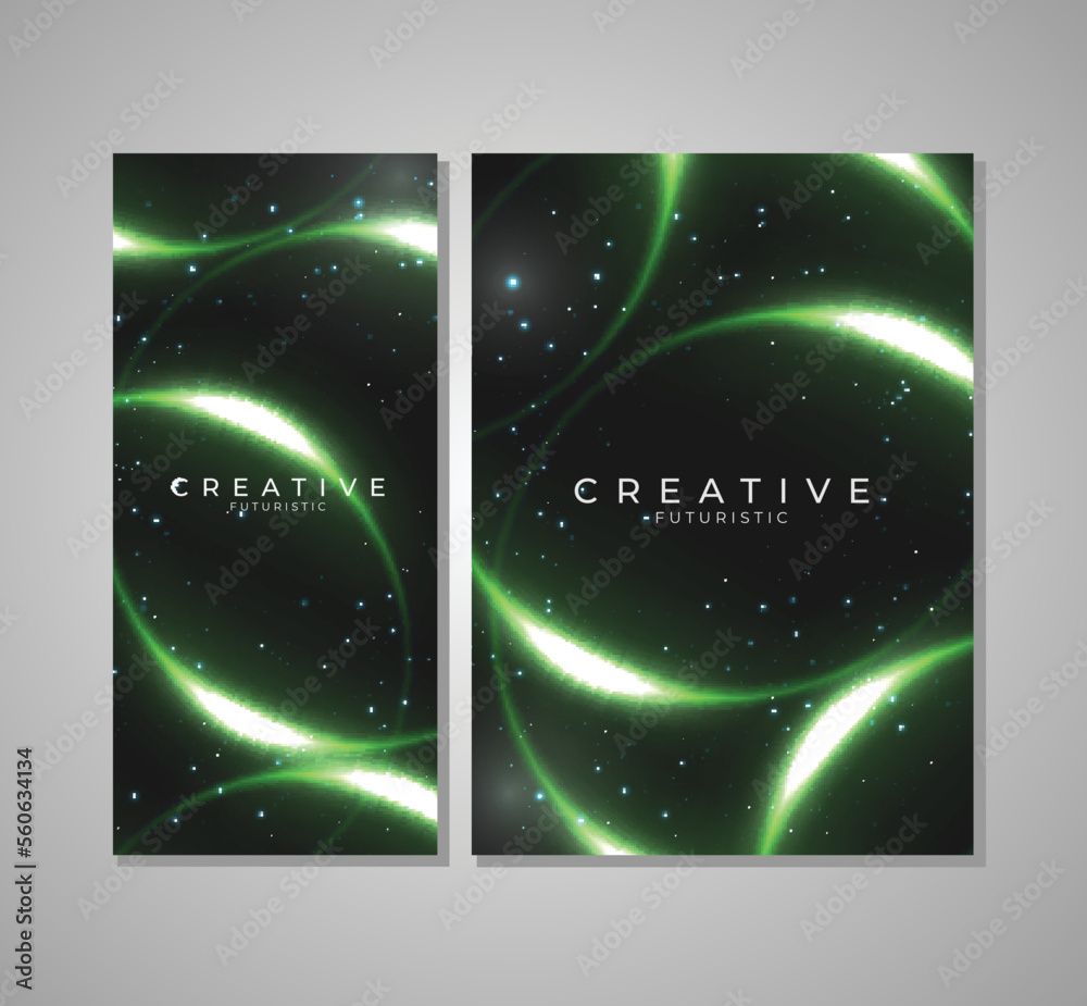 Set of dynamic wave space background with light shadow effect ...