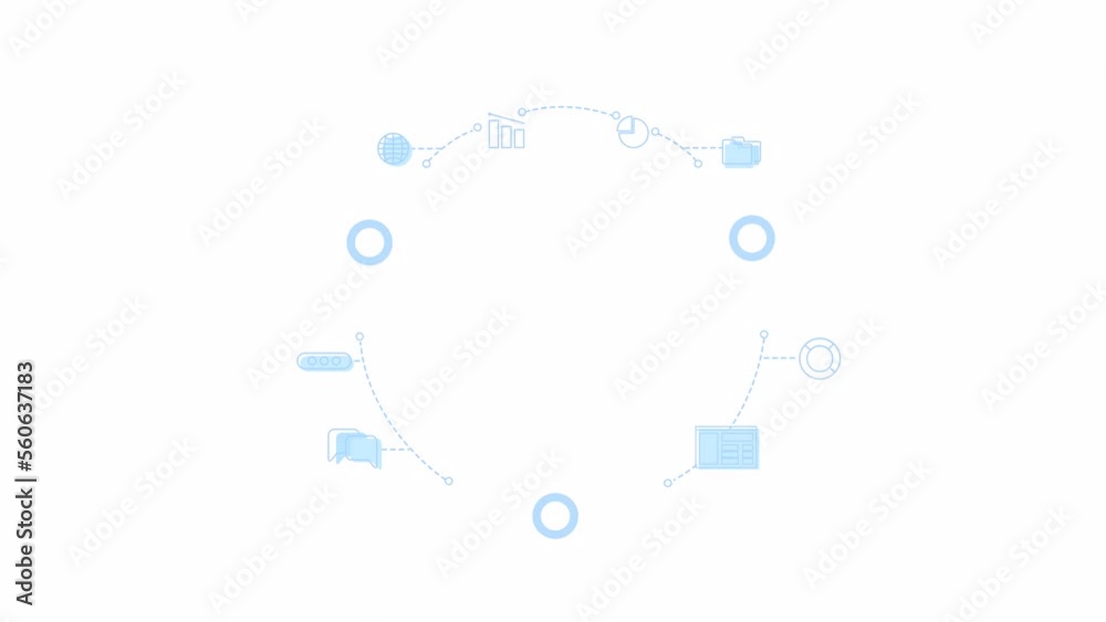 Animated organization workflow. Effective business processes. Flat ...