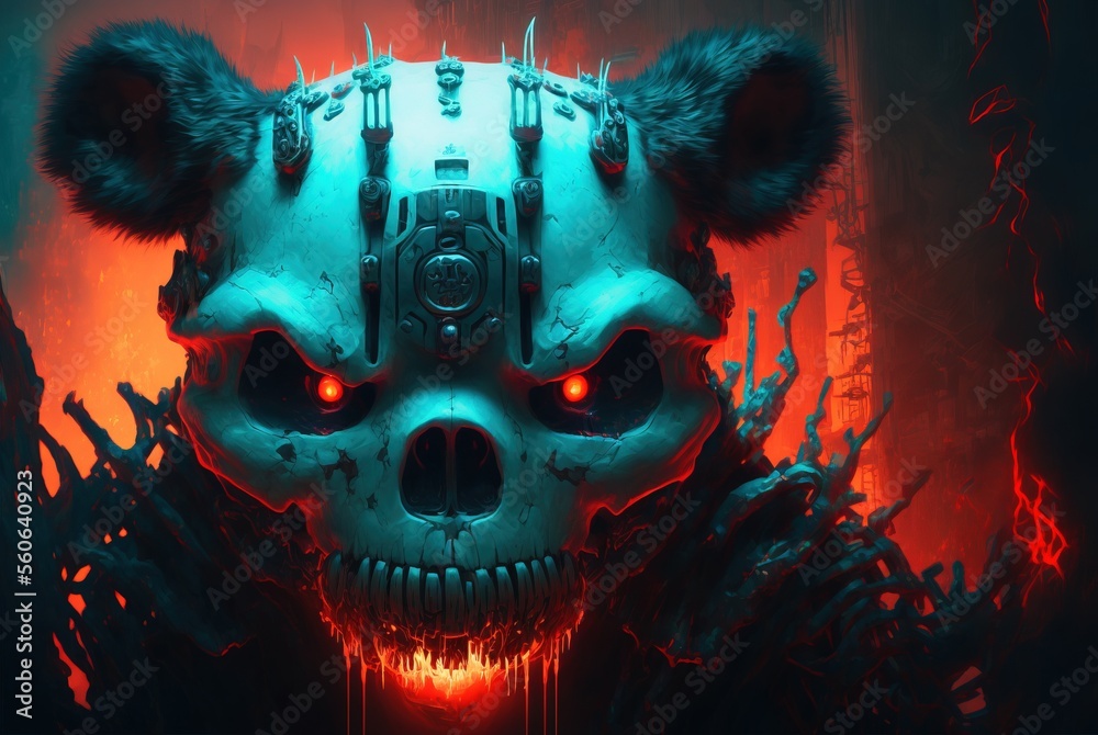 Horrific cyberpunk panda bear monstrosity, lethal undead android ... Horrific cyberpunk panda bear monstrosity, lethal undead android ...