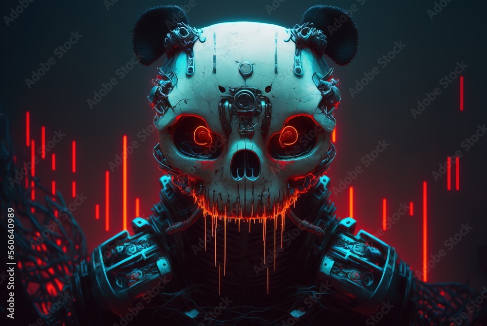 Horrific cyberpunk panda bear monstrosity, lethal undead android ...