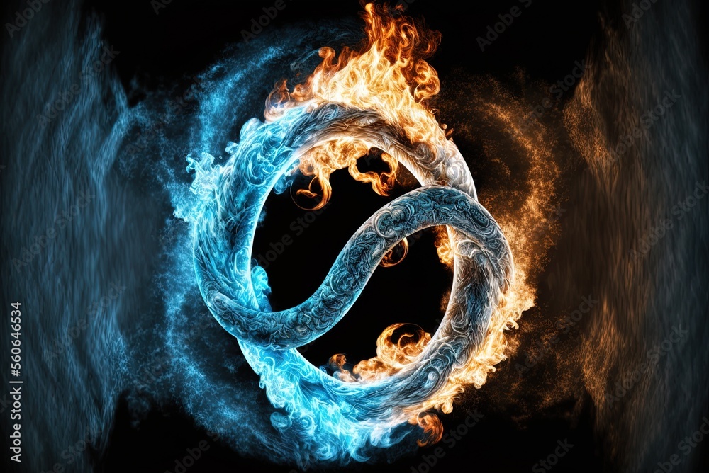 fire and ice energy ring and infinity symbol. Generative AI Stock ...