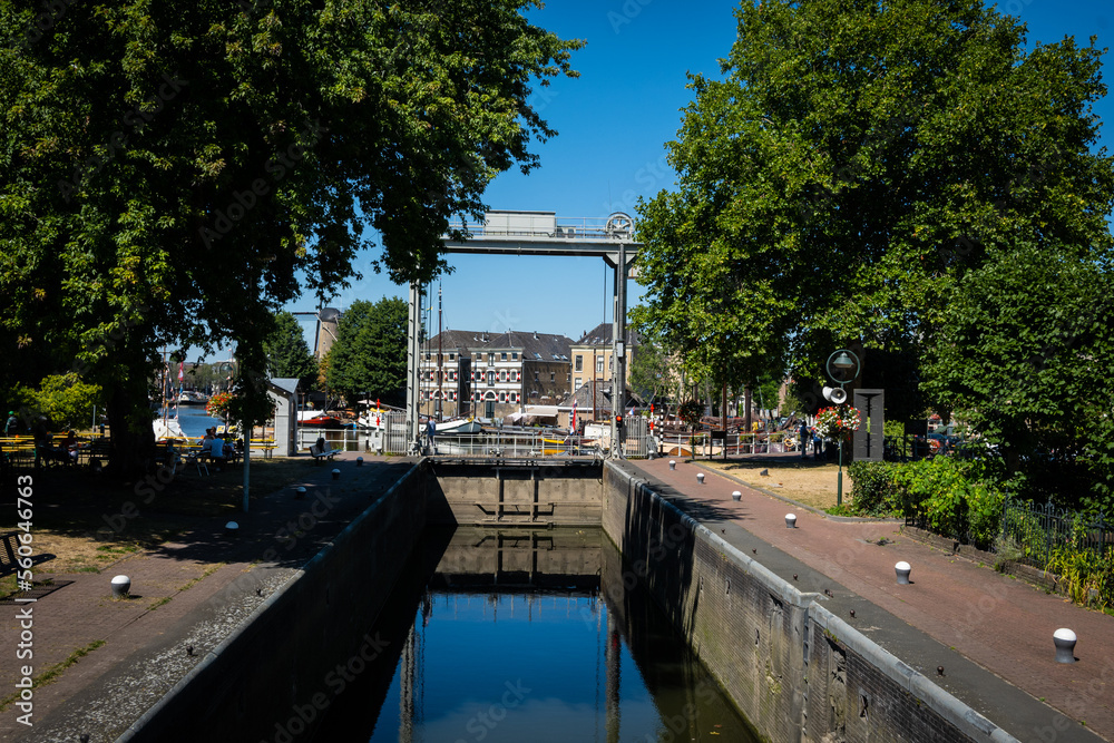 Medieval Mallegatsluis Lock in central Gouda, Netherlands now ...