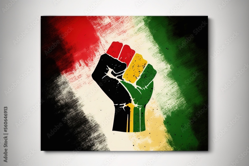 Black history month celebration symbol Fist in Pan-Arican colors Ai ...