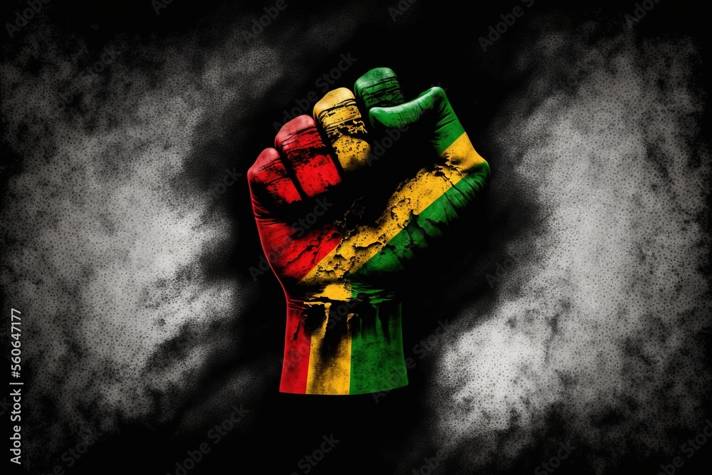 Black history month celebration symbol Fist in Pan-Arican colors Ai ...