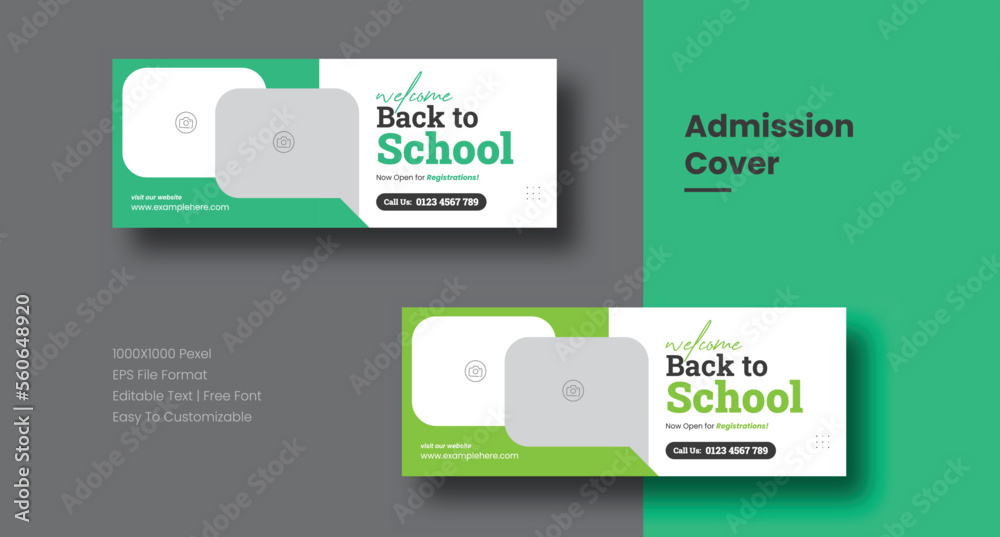 school education Facebook cover page layout & kids school admission web ...