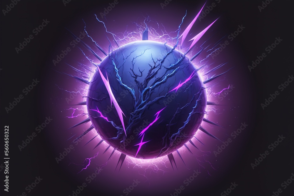 Dark blue sphere illuminated with purple neon light AI Stock ...