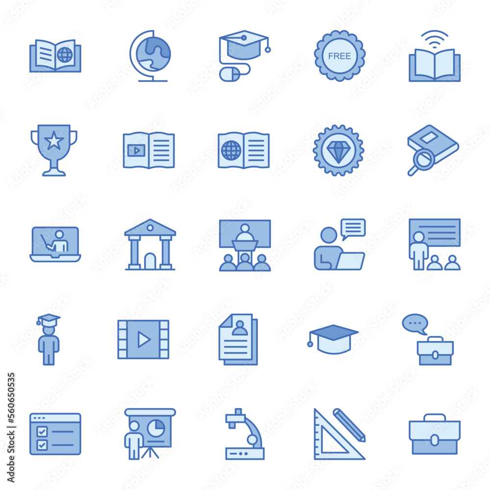 Filled Color Outline icon for Online Education Stock Vector | Adobe Stock