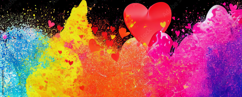 colorful background with heart, Generative AI Art Illustration Stock ...