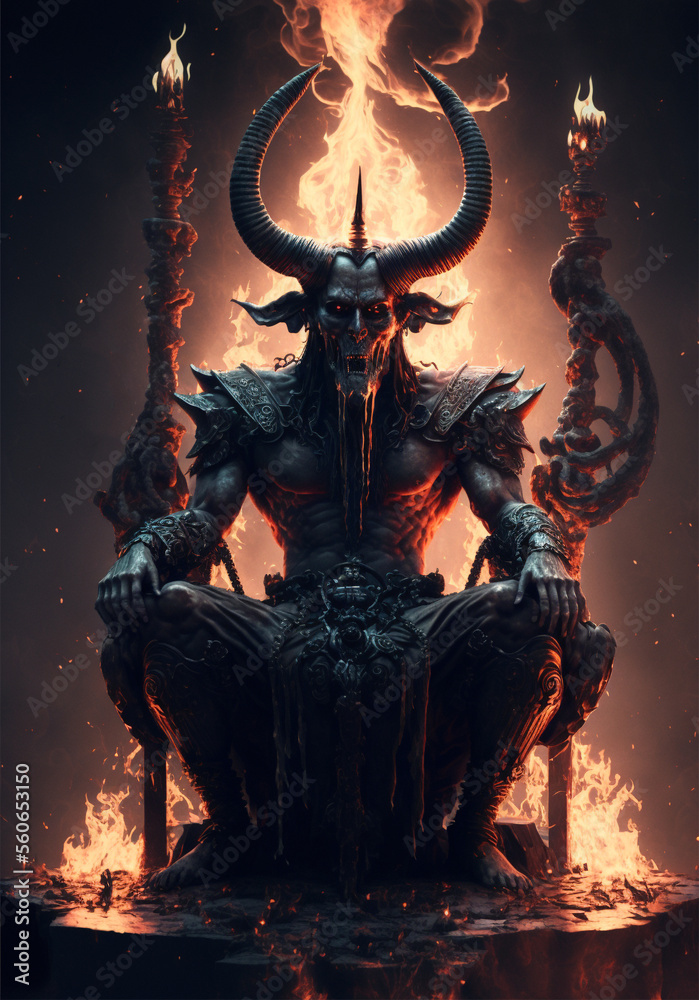 Generative AI illustration of devil in hell Stock Illustration | Adobe ...