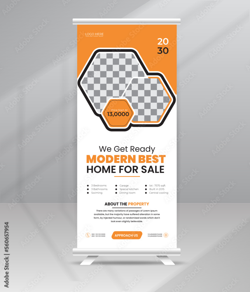Modern House Sale Roll Up Banner Standee Home Display or pull up, x ...