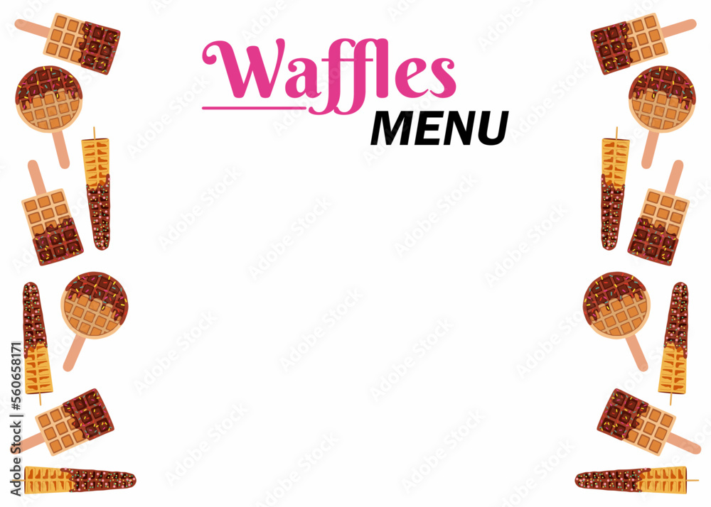Waffles café or restaurant menu mock up. Empty space for text ...