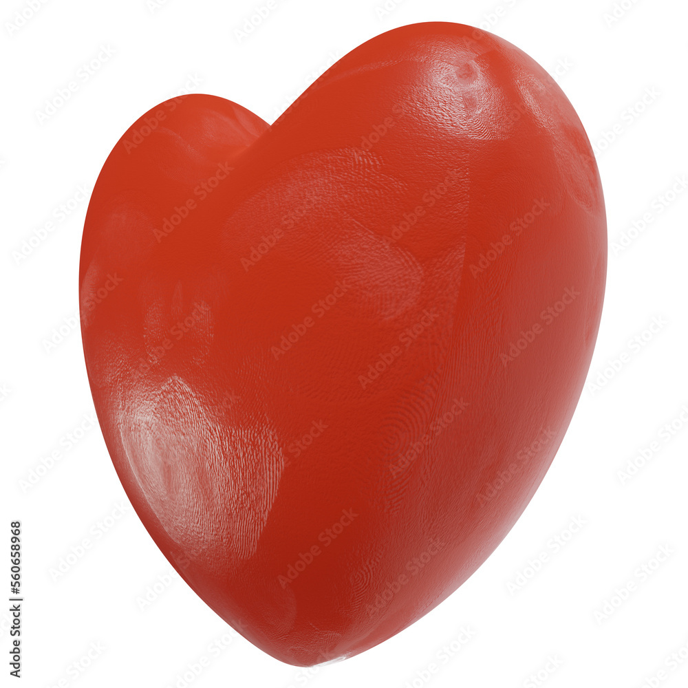 3d cartoon red heart shape in plasticine clay style. Bright vivid ...