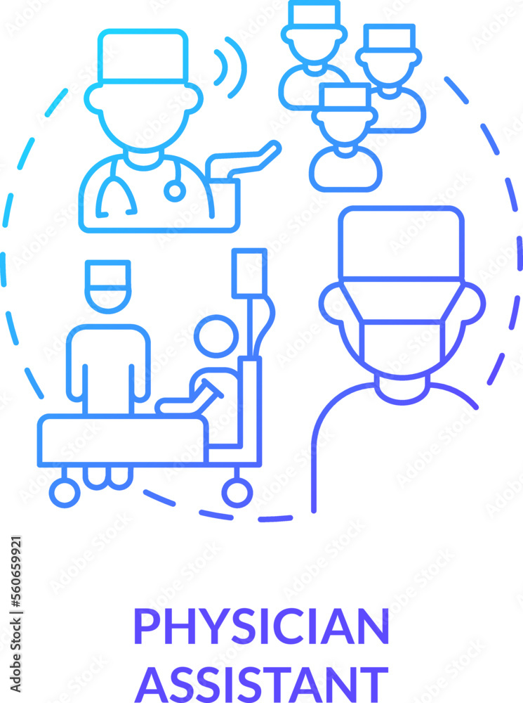 Physician assistant blue gradient concept icon. Medical assosiate ...