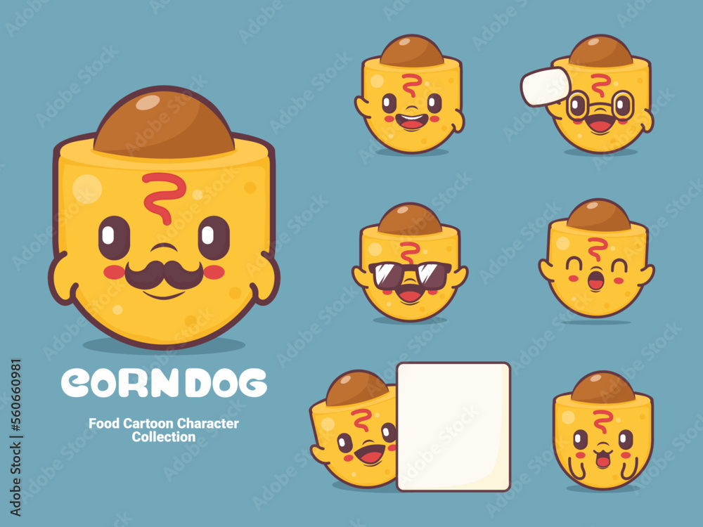 corn dog cartoon character food vector illustration Stock Vector ...