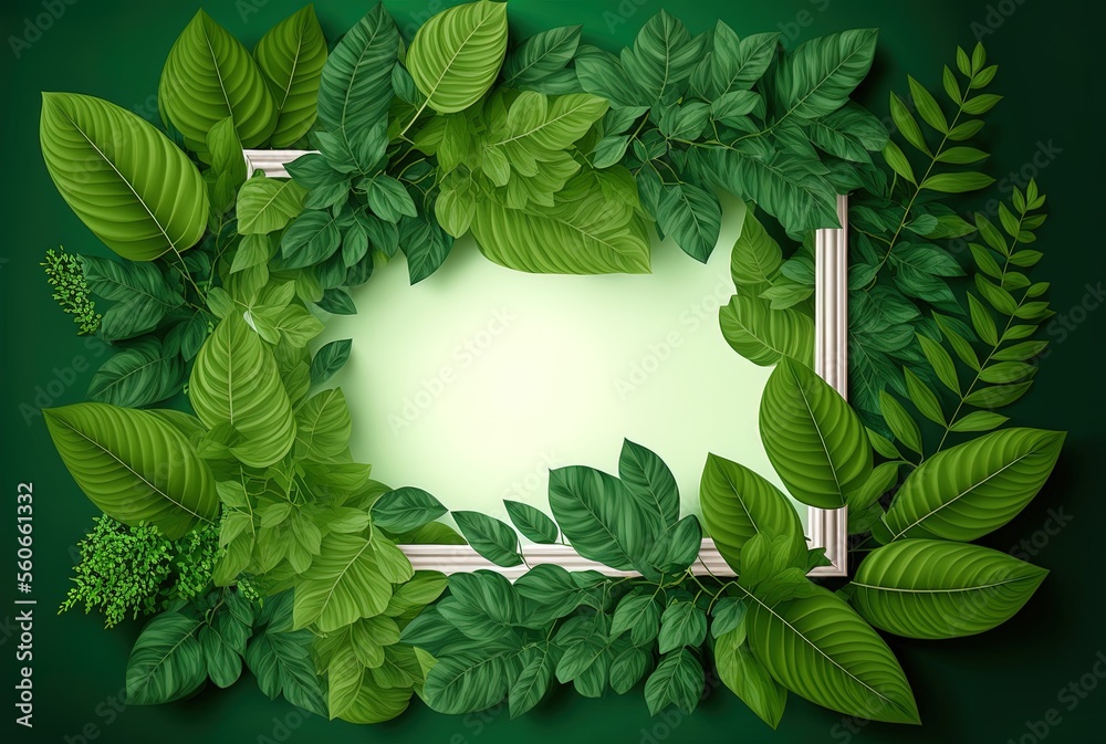 Vegetational Leaves Create a Beautiful Frame. Generative AI Stock ...