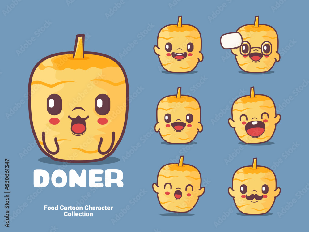 doner cartoon character food vector illustration Stock Vector | Adobe Stock