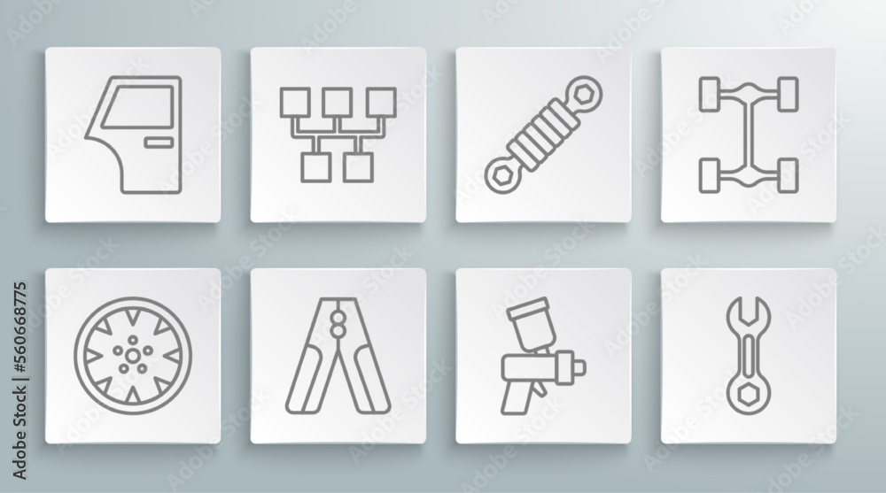 Set line Alloy wheel, Gear shifter, Car battery jumper power cable ...