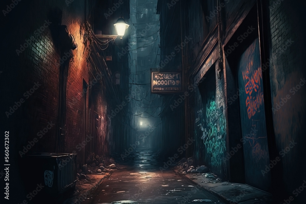 Drug cartel. Alleyway. Horror dangerous alley Stock Illustration ...