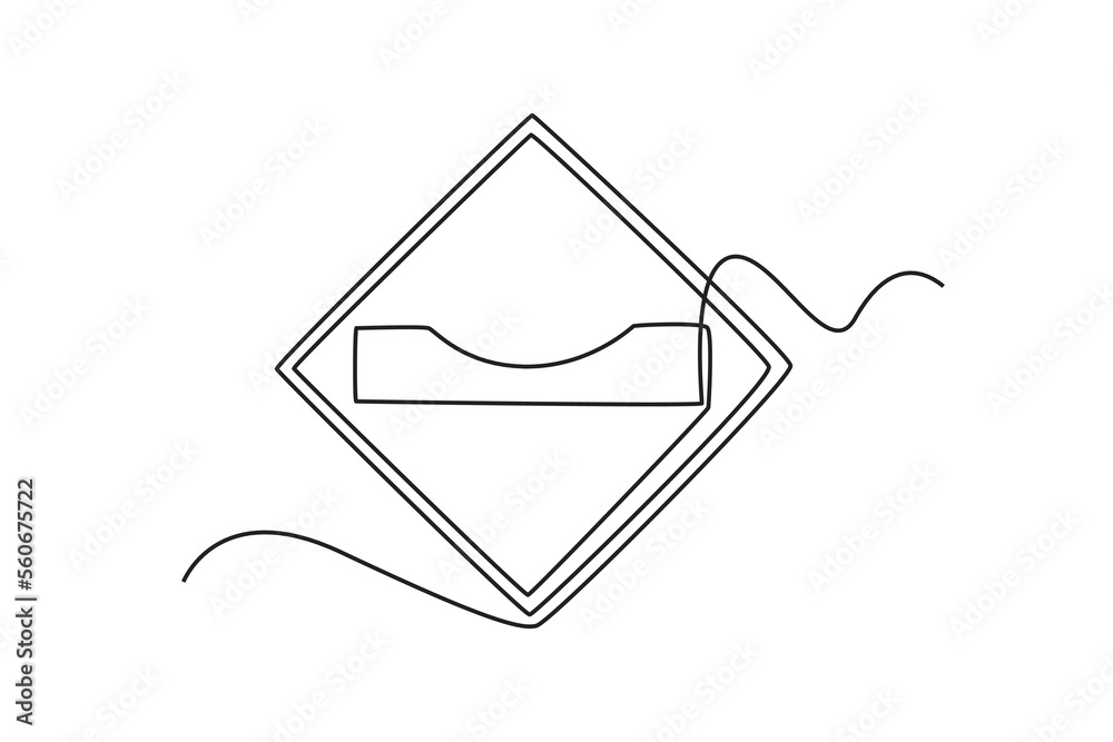 Single one line drawing pothole sign. Traffic signs Concept. Continuous ...