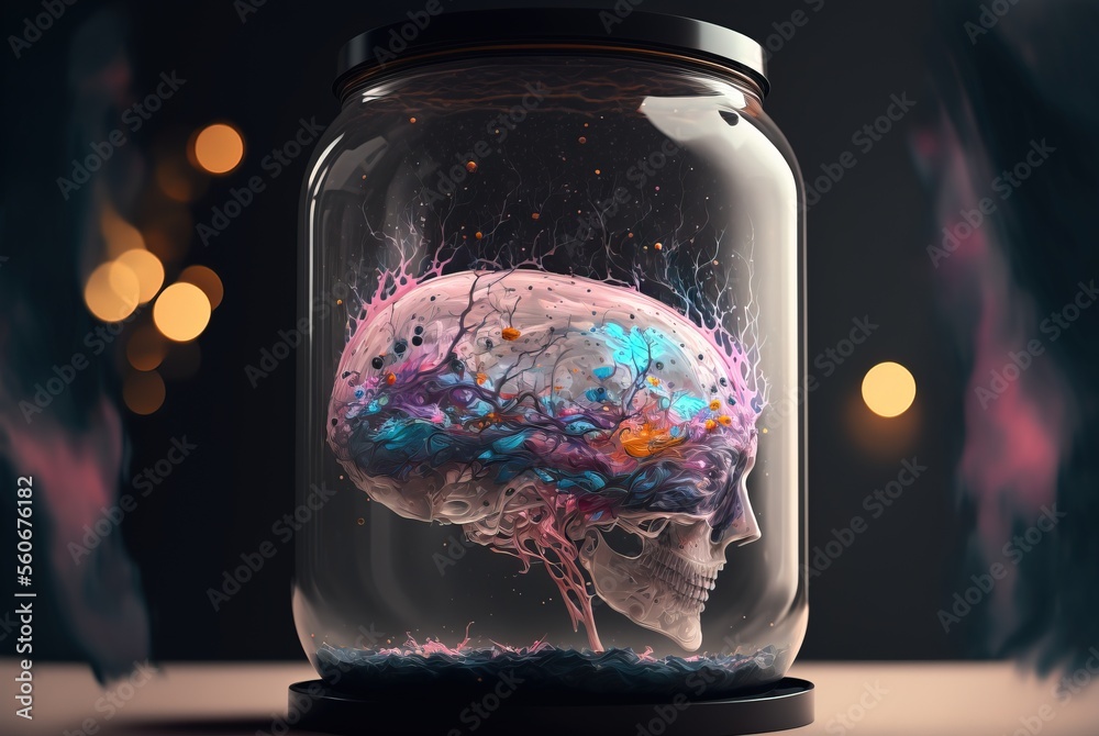 Laboratory experiment of human brain and alien mutagen infused in glass ...