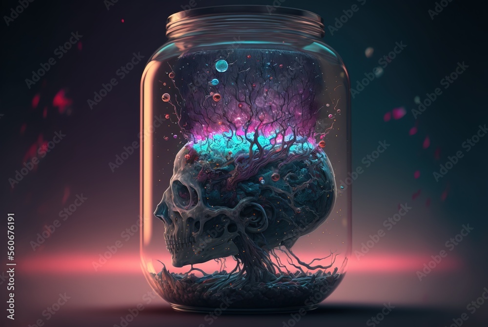 Laboratory experiment of human brain and alien mutagen infused in glass ...