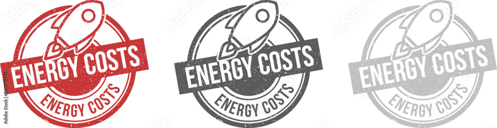 Energy Costs Rocket Badge Stamps. For Design, Presentation, Website or ...