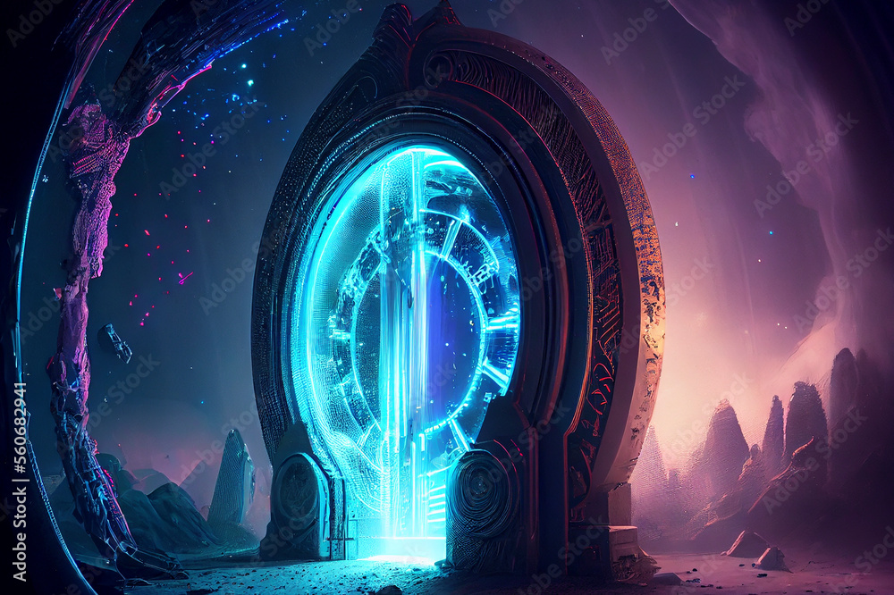 Time portal, travel through time, conceptual ai illustration Stock ...
