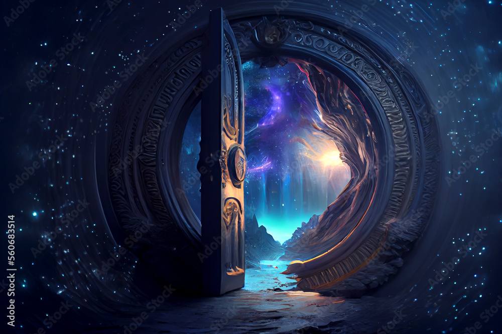 Time portal, travel through time, conceptual ai illustration Stock ...
