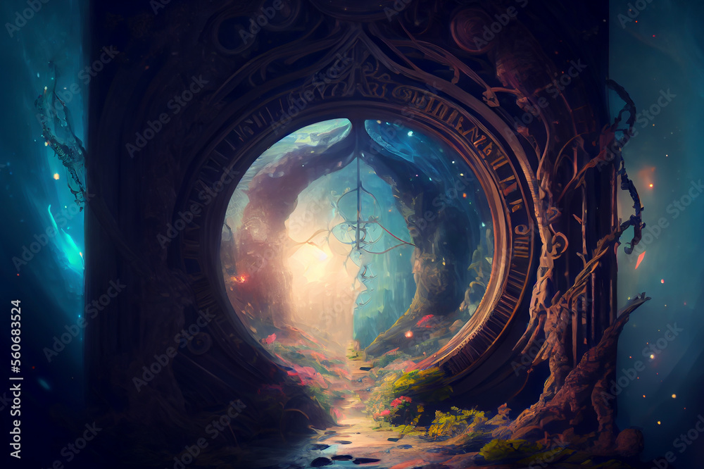 Time portal, travel through time, conceptual ai illustration Stock ...