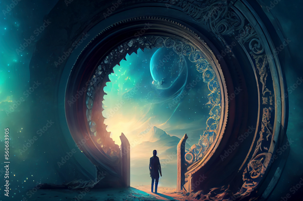 Time portal, travel through time, conceptual ai illustration Stock ...