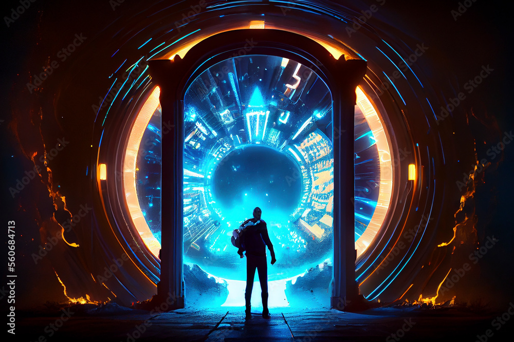 Time portal, travel through time, conceptual ai illustration Stock ...