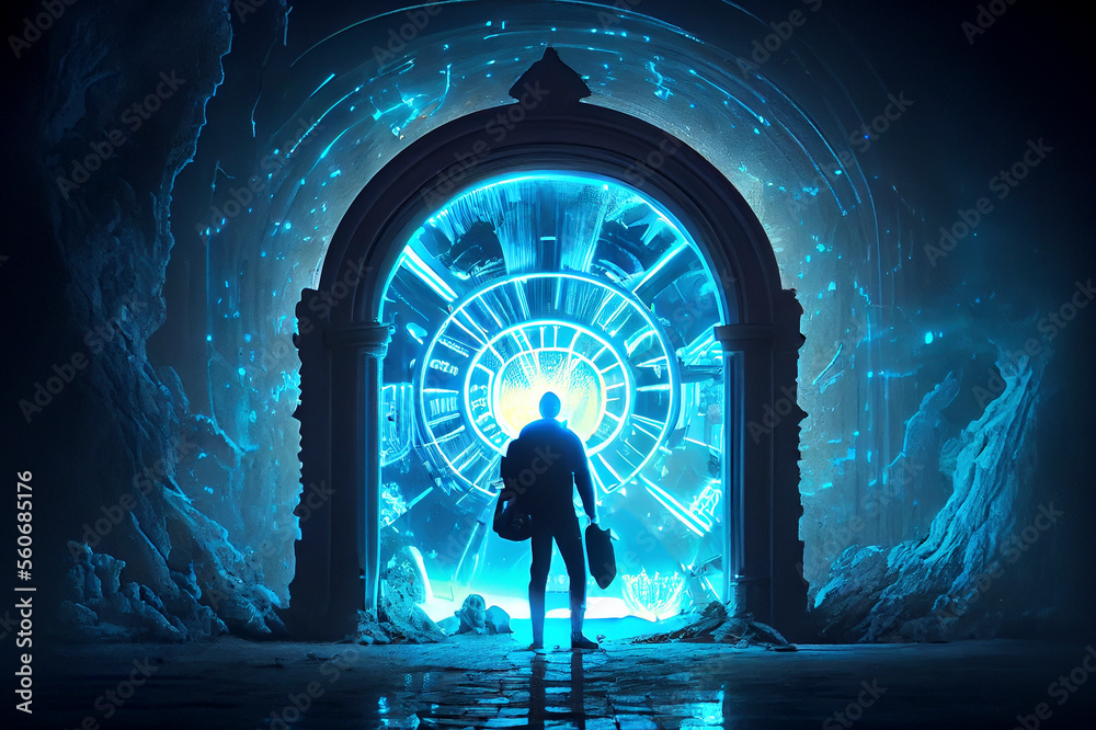 Time portal, travel through time, conceptual ai illustration Stock ...