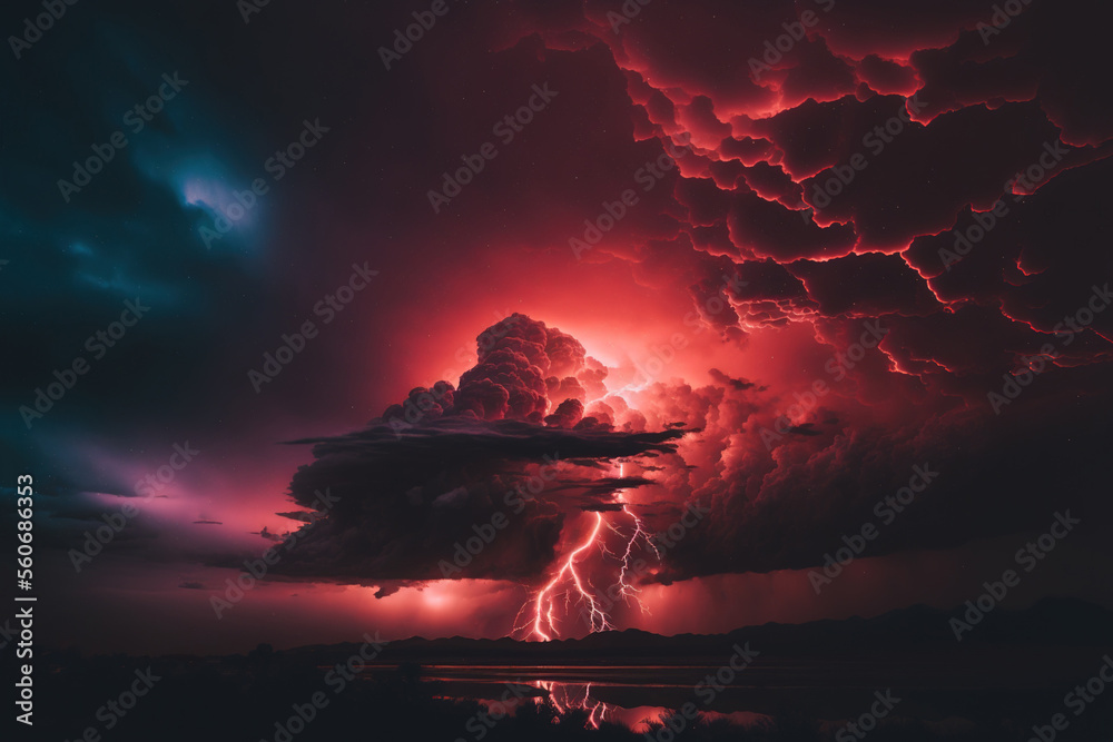 Red Sky Wallpaper, landscape, thunder, 4k Stock Illustration | Adobe Stock