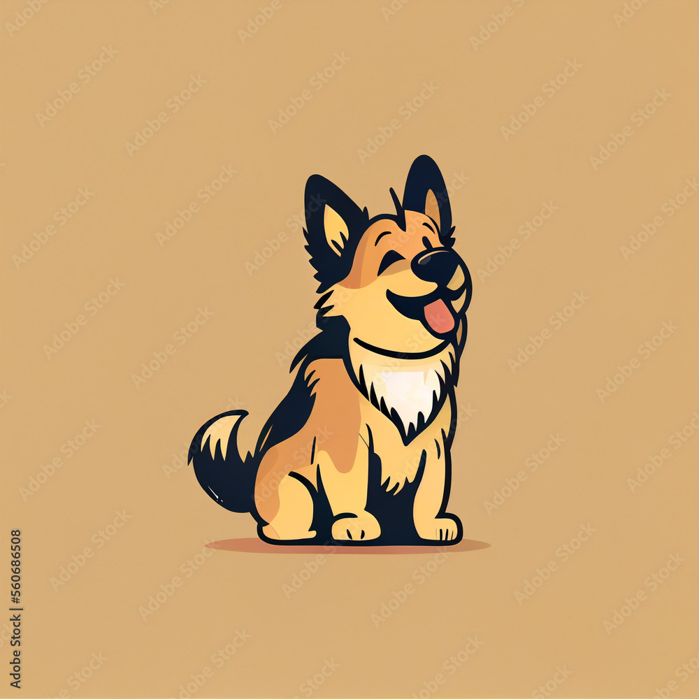 Cute happy chibi german shepherd looking like draw, generative ai Stock ...