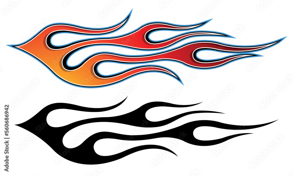 Tribal fire flame race car body side vinyl sticker vector art image eps ...