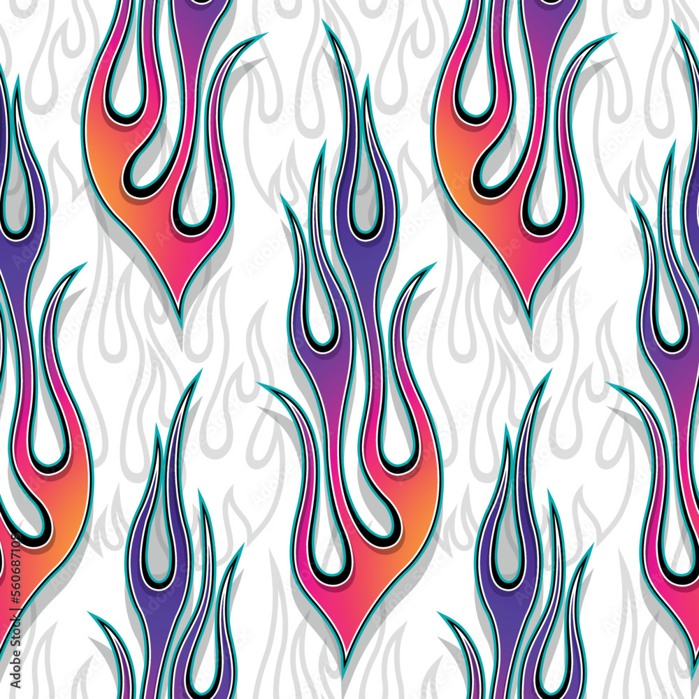 Burning fire flame seamless pattern vector art image. Fire repeating ...