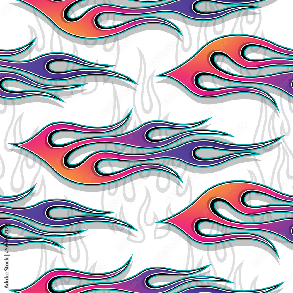 Fire flames wallpaper seamless pattern background vector image. Wrapper ...