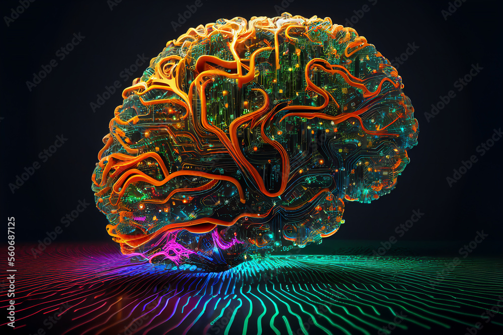 Human brain showing Intelligent thinking processing through the concept ...
