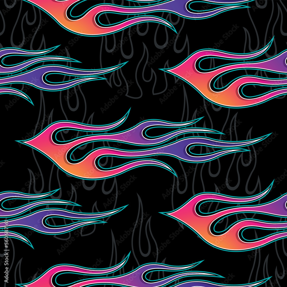 Seamless pattern vector fire flame image. Fire repeating tile ...