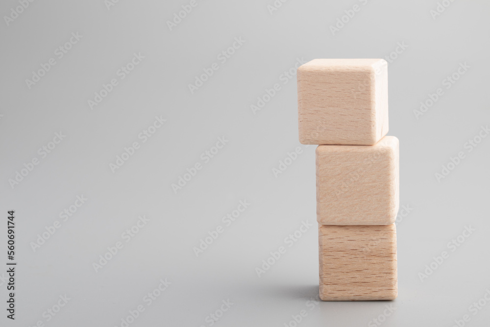 Simple empty wooden dice, one blank cubes made of wood with one central ...