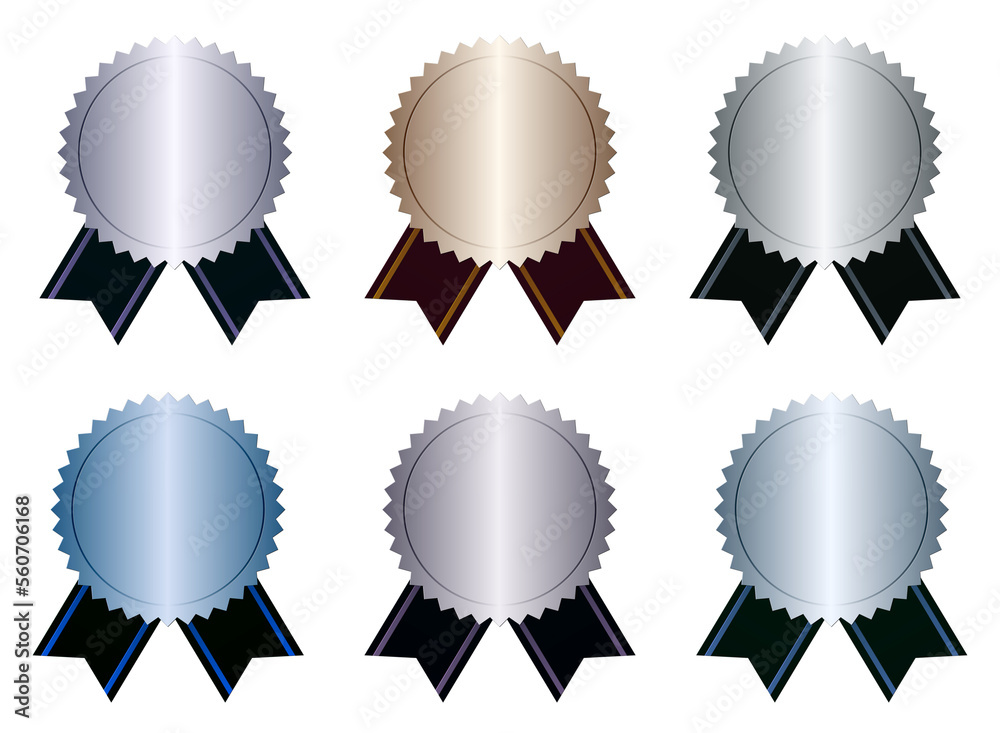 gold silver and bronze award ribbons png. Achievement blank badges or ...