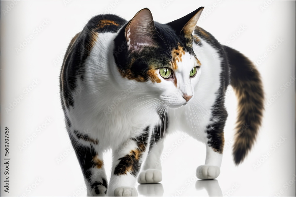 cat on white background, full body with free space, Made by AI ...