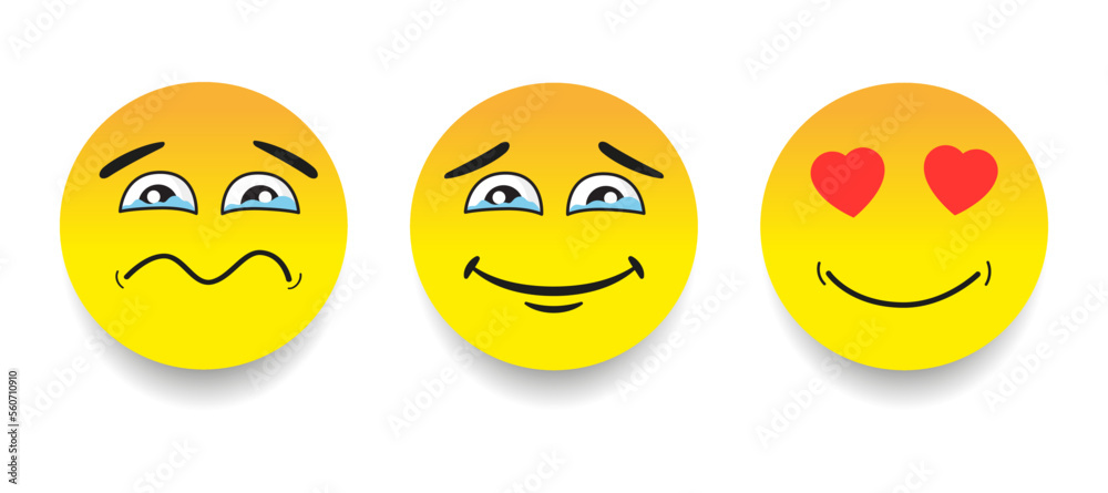 Cartoon Emoji Set Of Emoticon Smile Icons Stock Vector Adobe Stock