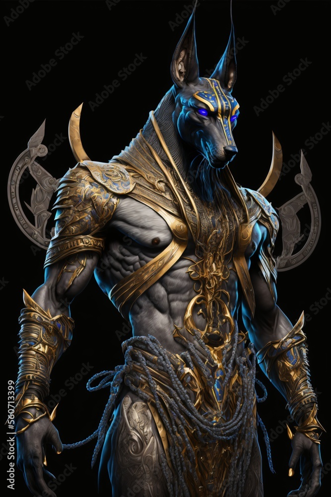 Anubis ancient Egyptian god of death. Fantasy scenery. concept art. generative ai Stock ...