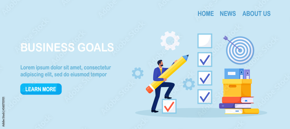 Businessman ticked checkbox after completing responsible project ...