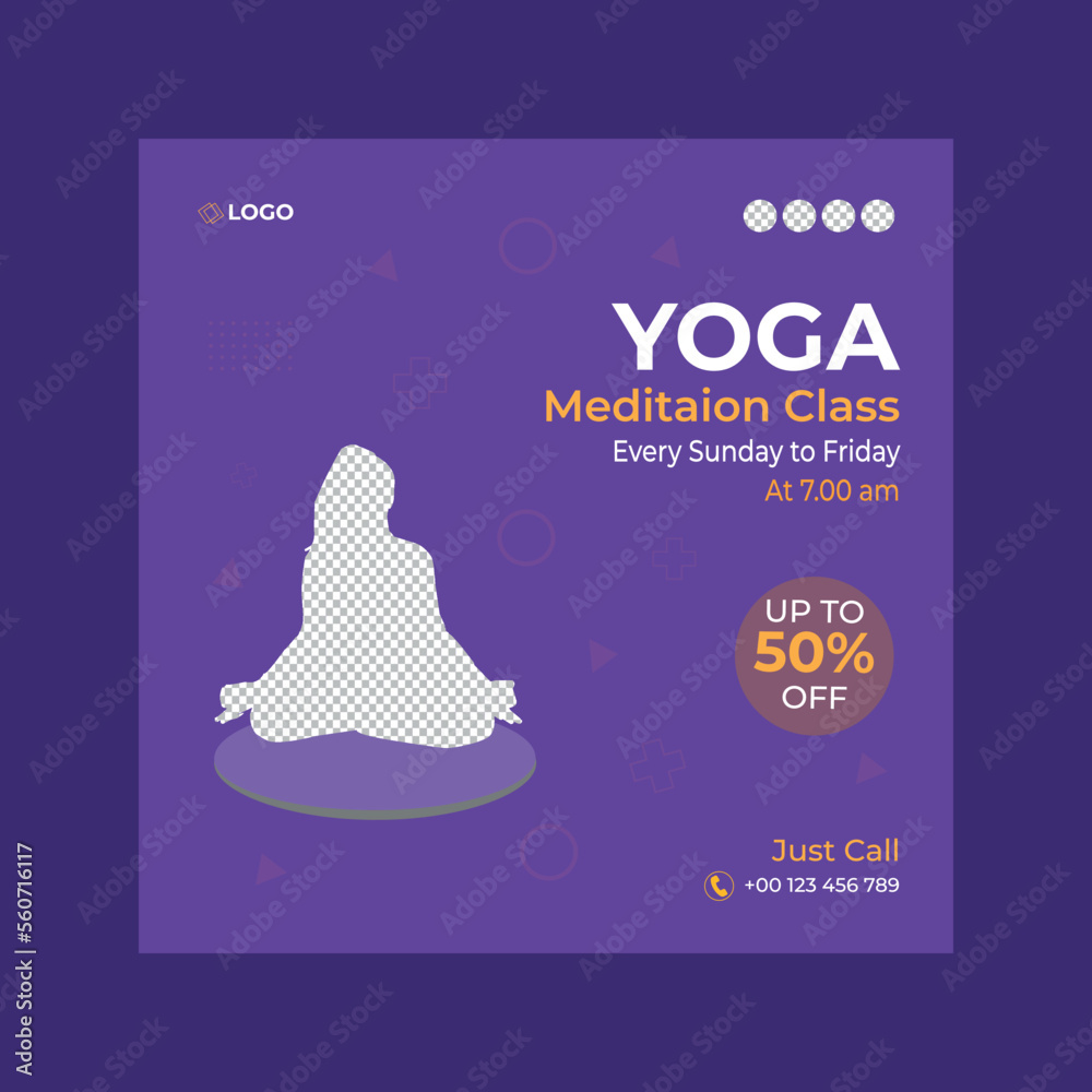New editable minimal square Yoga banner template. Suitable for social ...