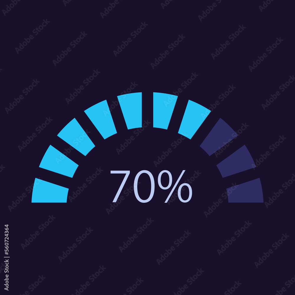 Half doughnut infographic chart design template for dark theme. Seventy ...
