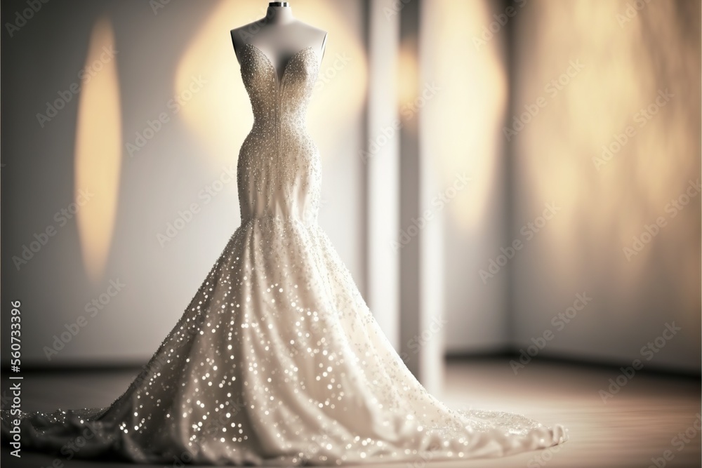 Elegant wedding dress , prom dress on hanger. Generative AI Stock ...