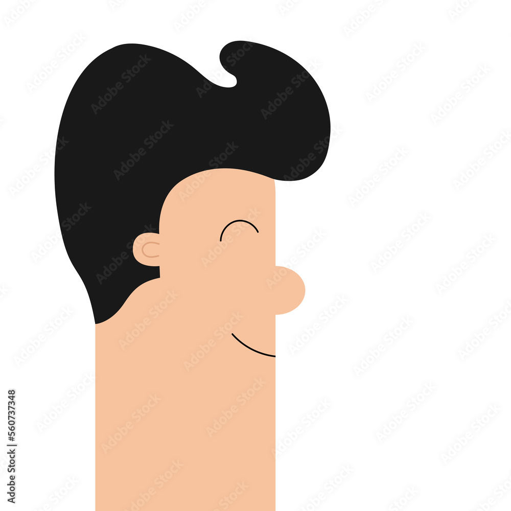 Man face profile. Guy face head. Cute cartoon funny character. Smiling ...